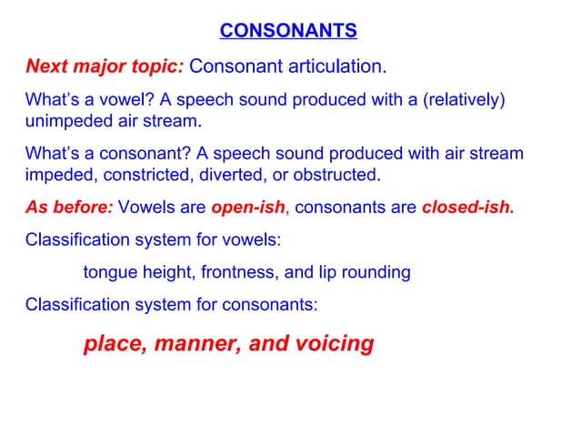 Consonant sounds