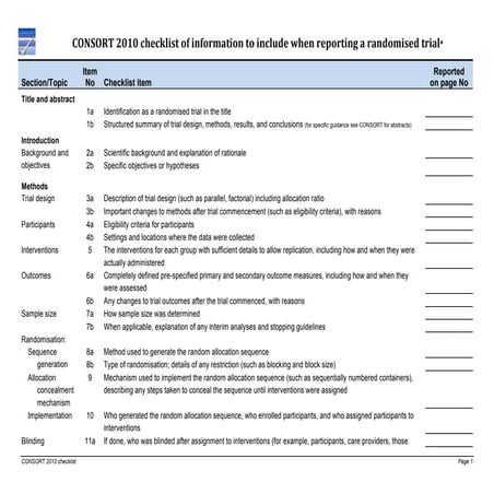 Pauta CONSORT Investigacion Checklist Paper | PDF