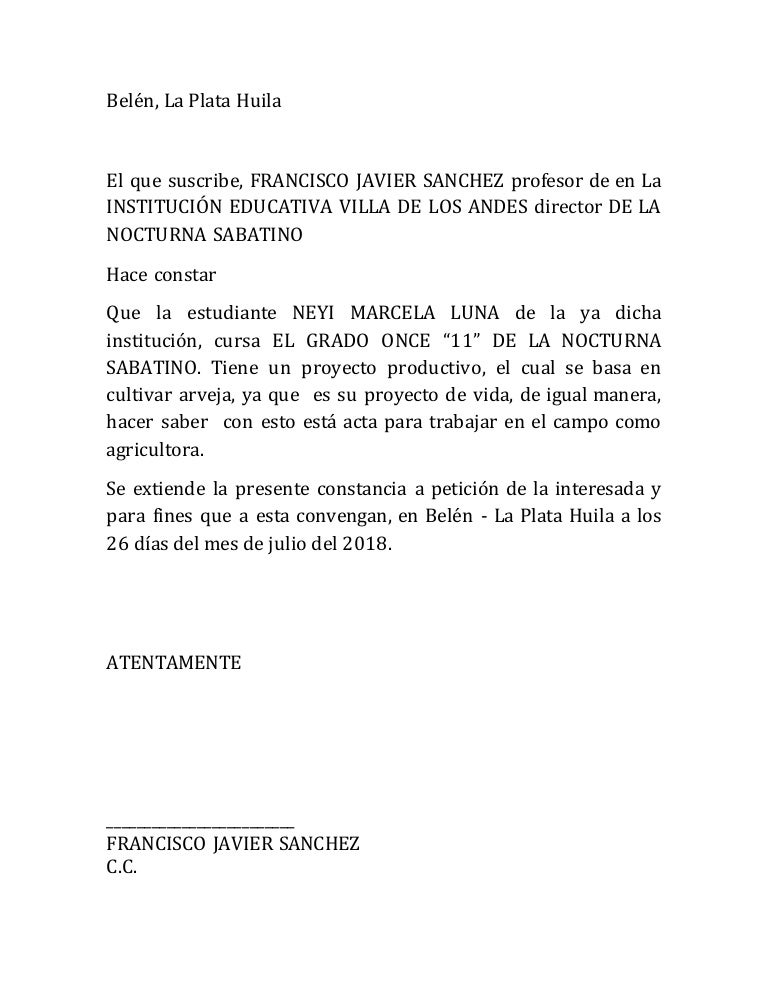 Constancia Personal Ejemplo