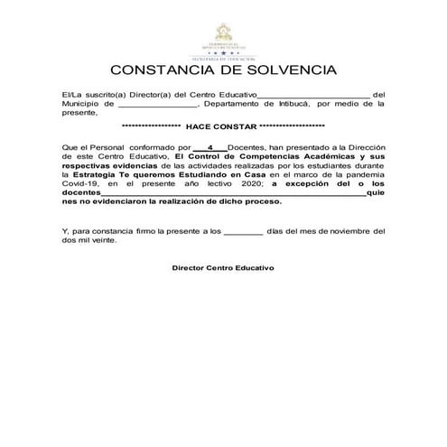 Constancia de solvencia | DOCX
