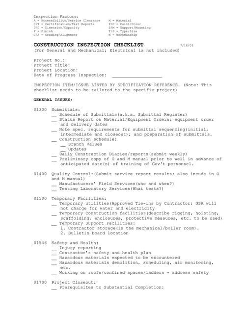 Pre install checklist | PDF