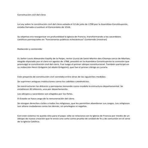 Constitución civil del clero | DOCX