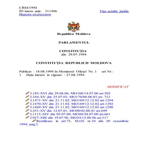 Constitutia RM | DOCX