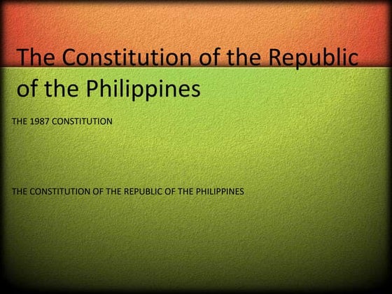 Introduction to Philippine Constitution 1987 | PPTX