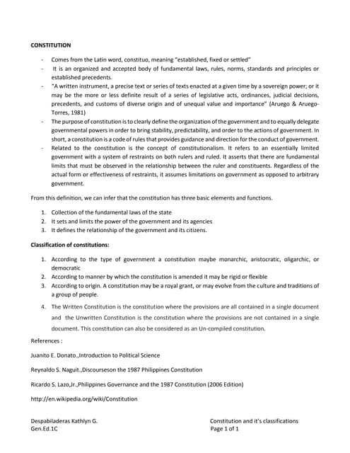 Constitution & Constitutionalism | PPTX | Law