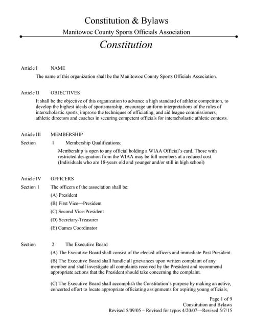 Clubs model constitution | PDF