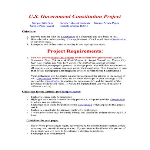 Constitution Project w/ Several Samples of Work | PDF