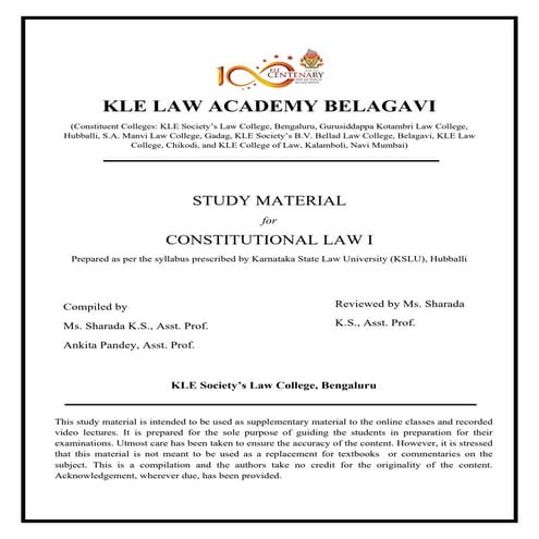 Constitutional Law I notes.pdf for the students of LLB | PDF