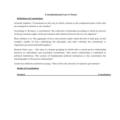 Constitutional Law I notes.pdf for the students of LLB | PDF