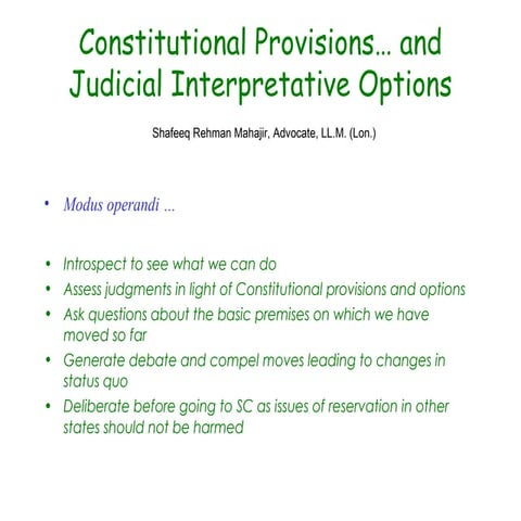 Constitutional provisions & judicial options | PPT