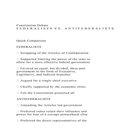 Constitution DebateF E D E R A L I S T S V S . A N T I F E.docx