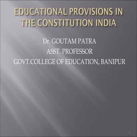Educational Provisions in the Constitution of India | PPT