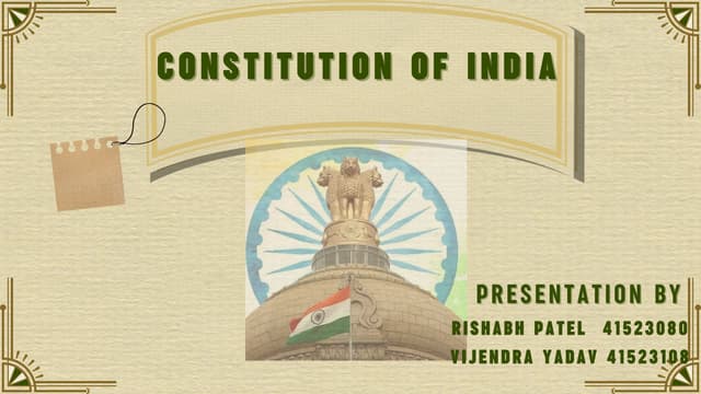 Constitution of India (PPT) | PPTX