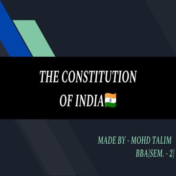 Introduction to Constitution of India Presentation | PDF