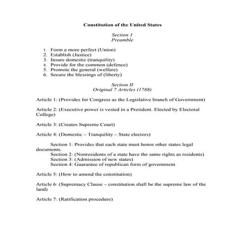 Constitution of the united states notes | DOC | Civic affairs | Politics