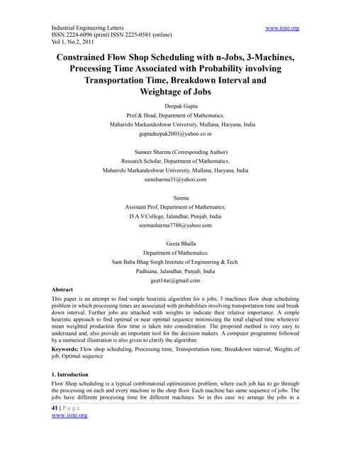 11.branch and bound technique for three stage flow shop scheduling problem including breakdown ...