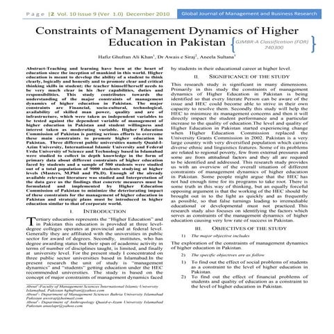 Constraints of management dynamics in hec | PDF