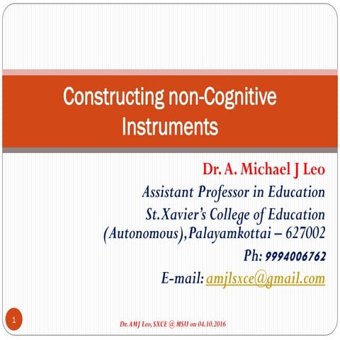 Construction of non cognitive instruments, Tools Construction or ...