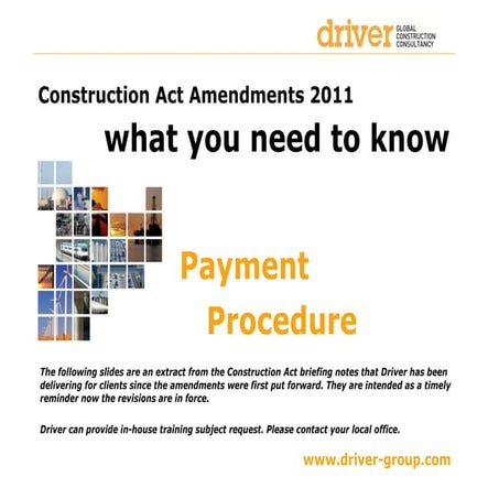 UK Construction Act Ammendments: Payment Procedures | PPT