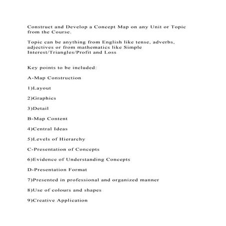 Construct and Develop a Concept Map on any Unit or Topic from the Co | DOCX