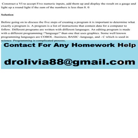 Construct a VI to accept Five numeric inputs, add them up and display.pdf