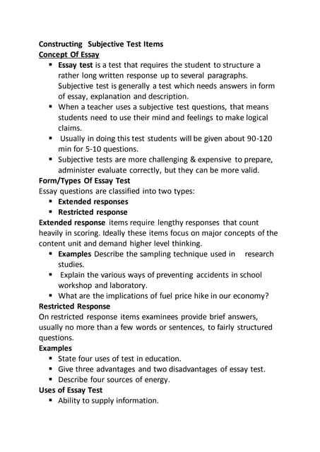Subjective and Objective Test | PPT