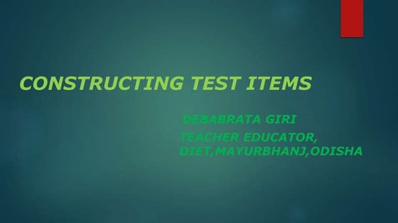Types of test items | PPT