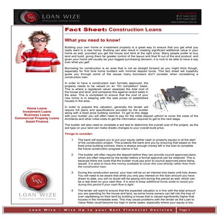 Construction loan fact sheet | PDF