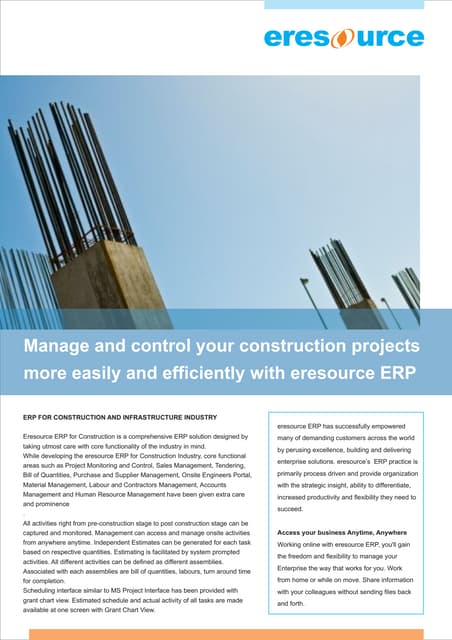 ERP for Construction and Infrastructure Industry | PDF