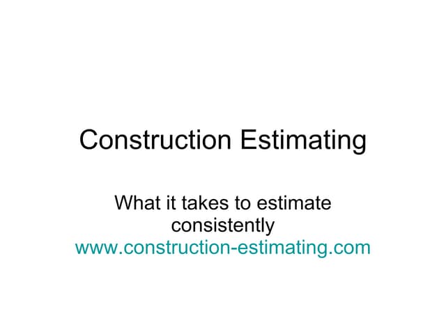 Estimation and costing | PPT