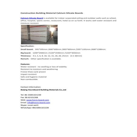 Construction building material calcium silicate boards | PDF | Home Improvement | Home & Garden