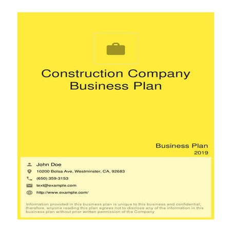 Construction company business plan example | PDF
