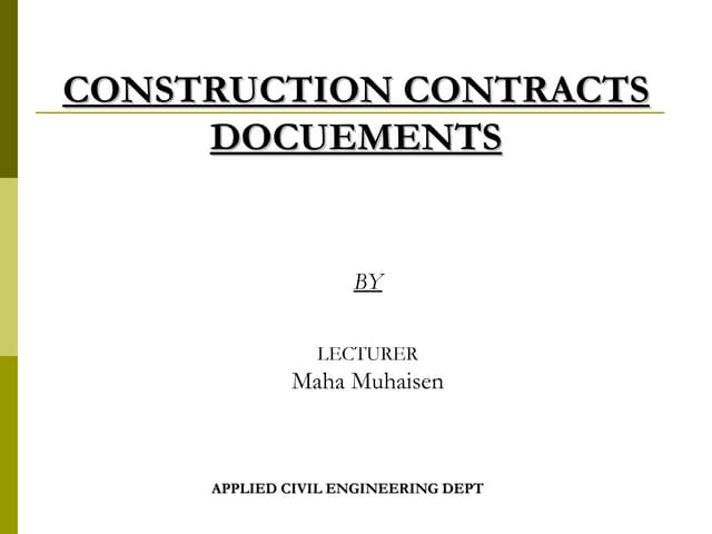 Types of Contract in Construction Management | PPTX | Construction ...