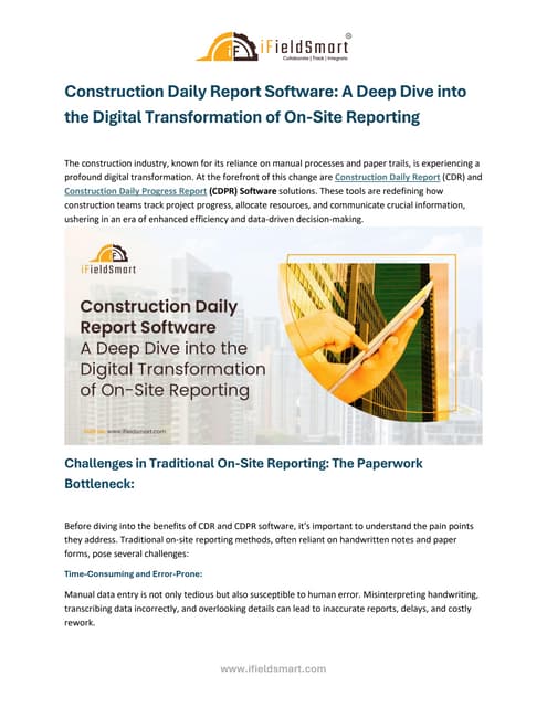 Construction Daily Report Software The Backbone of Modern Project ...