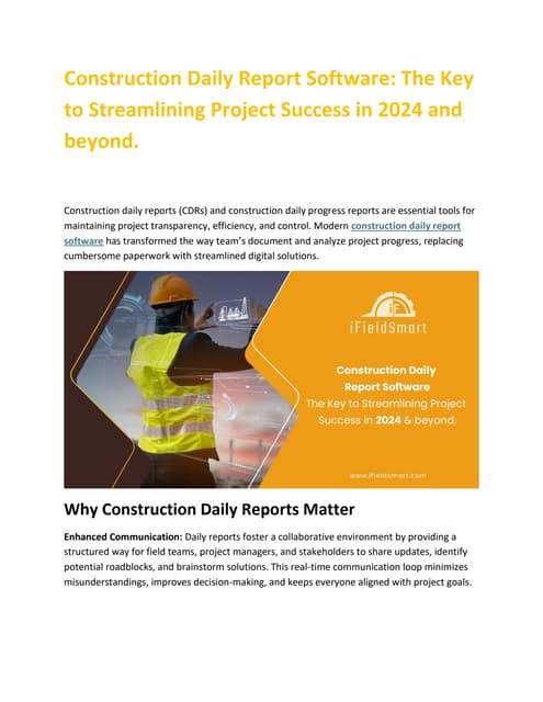 Construction Daily Report Software The Key To Streamlining Project
