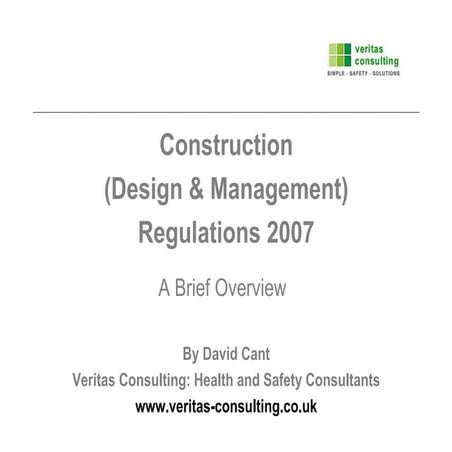 Construction Design And Management Regulations (Cdm2007) Presentation | PDF