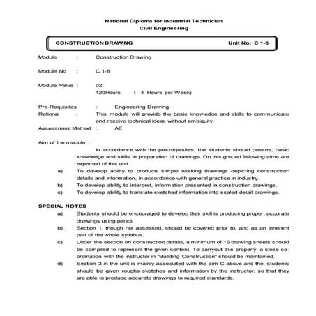 NCIT civil Syllabus 2013-2014 | DOCX