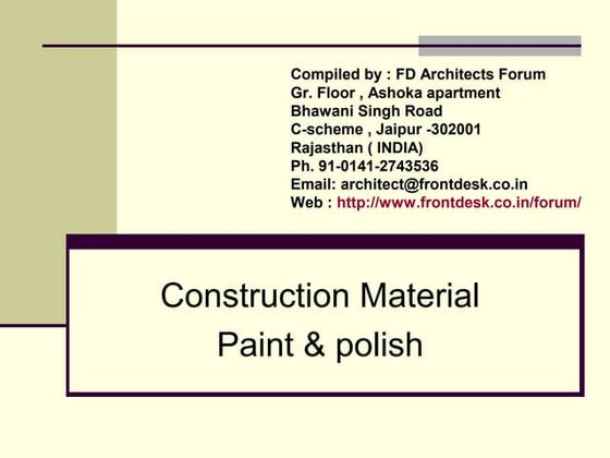 Painting and types of paints used in Construction | PDF