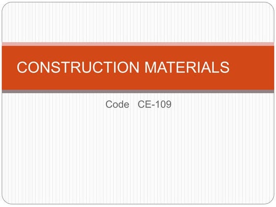 Introduction to Building Materials | PPT