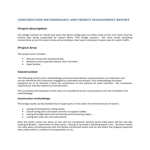 Constructionmethodologyandprojectmanagementreport | PDF