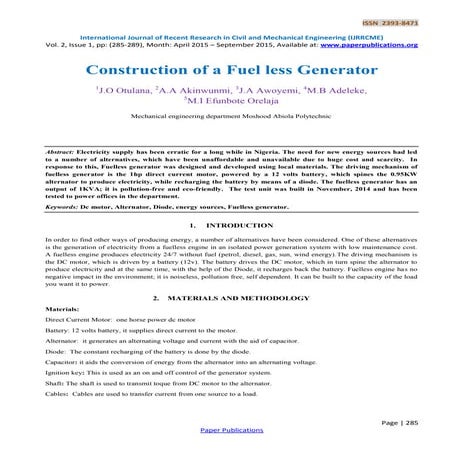 Construction of a Fuel less Generator | PDF