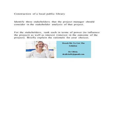 Construction of a local public library Identify three stakehol | DOCX ...