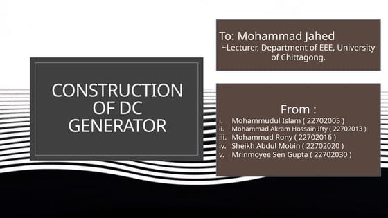 Construction of a dc machine | PPTX | Science
