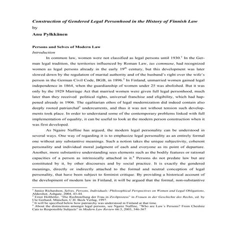Construction Of Gendered Legal Personhood In The History Of | PDF