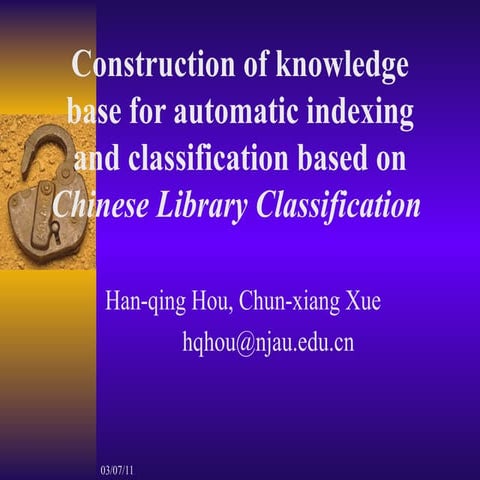 Construction of knowledge base for automatic indexing and classification based on Chinese ...