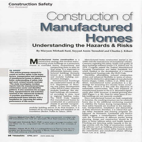 Construction of Manufactured Homes - Understanding the Hazards & Risks ...