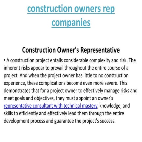 construction owners rep companies | PPTX
