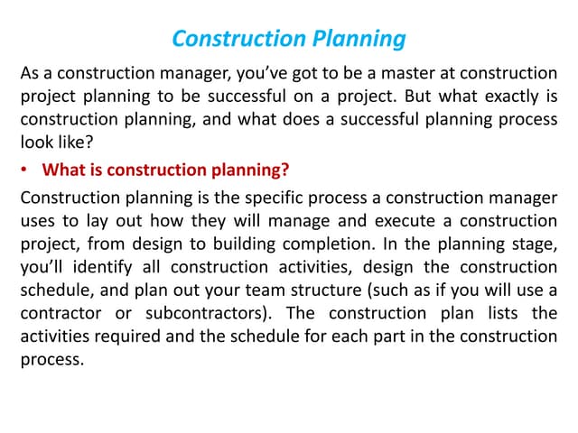 Construction planning & management | PPTX