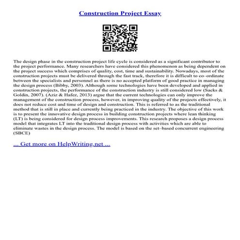 Construction Project Essay | PDF | Construction Industry | Industries