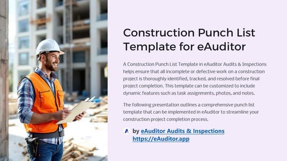 Construction Punch List Template with eAuditor Audits & Inspections | PDF